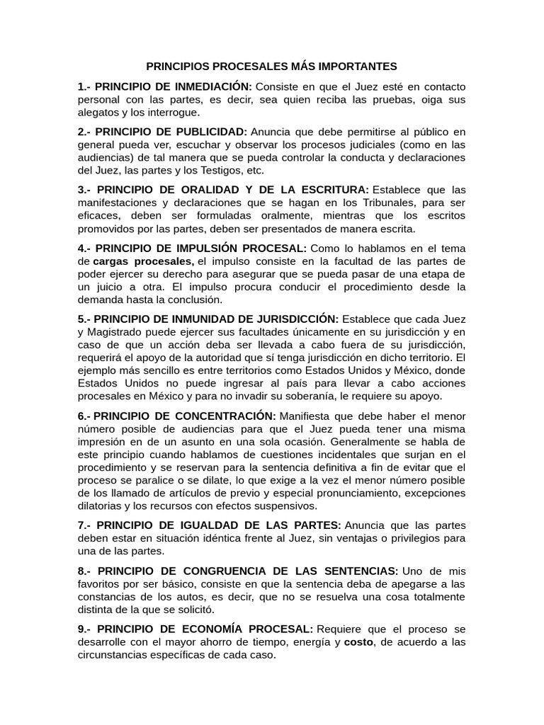 Principios Procesales Más Importantes | PDF