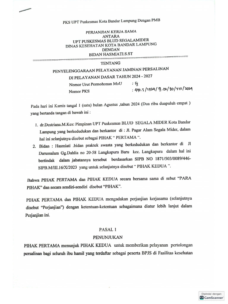 MOU bidan Hasmiati | PDF