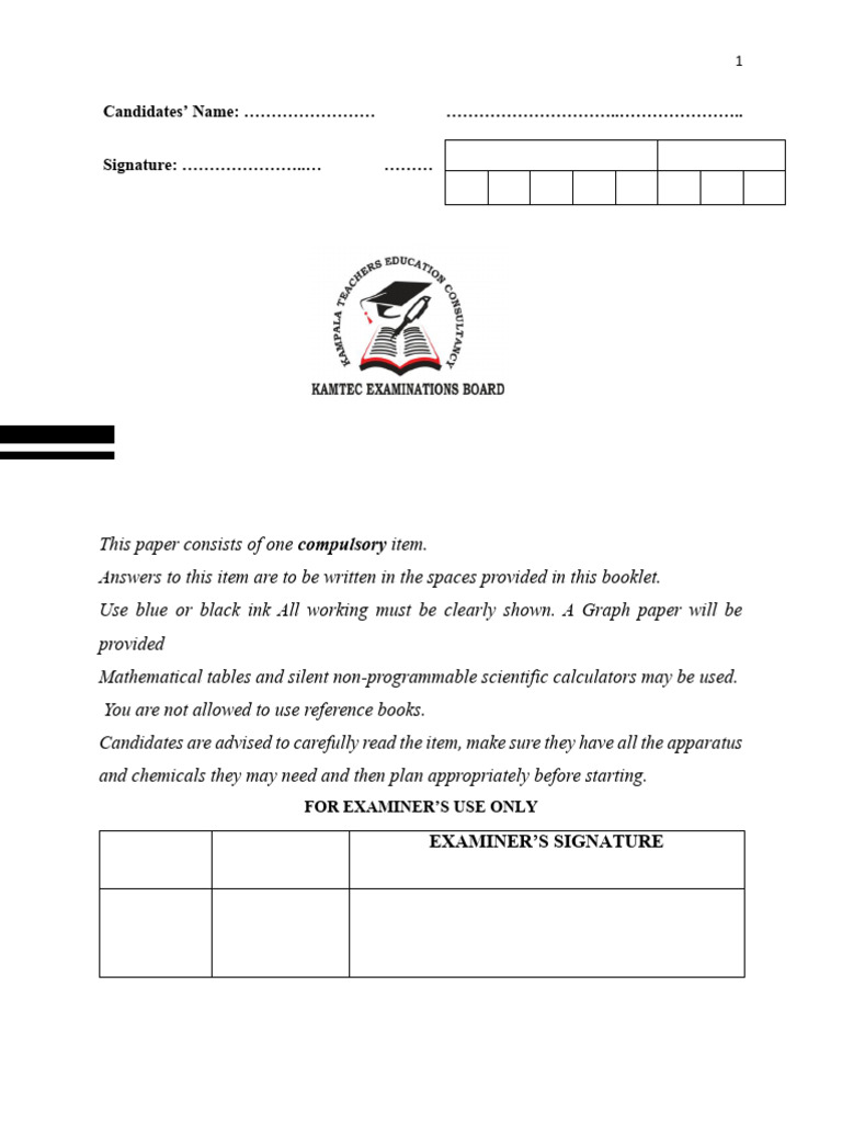 Chemistry Paper 3 o Level | PDF