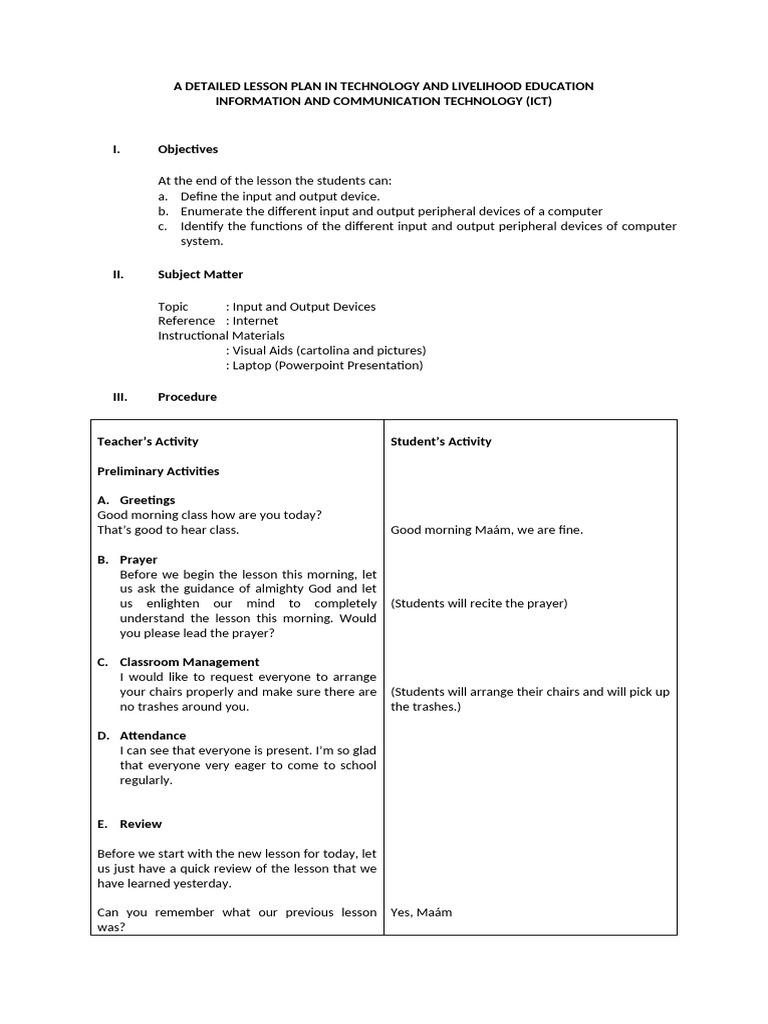Detailed Lesson Plan Autorecovered Pdf Computer Monitor Image