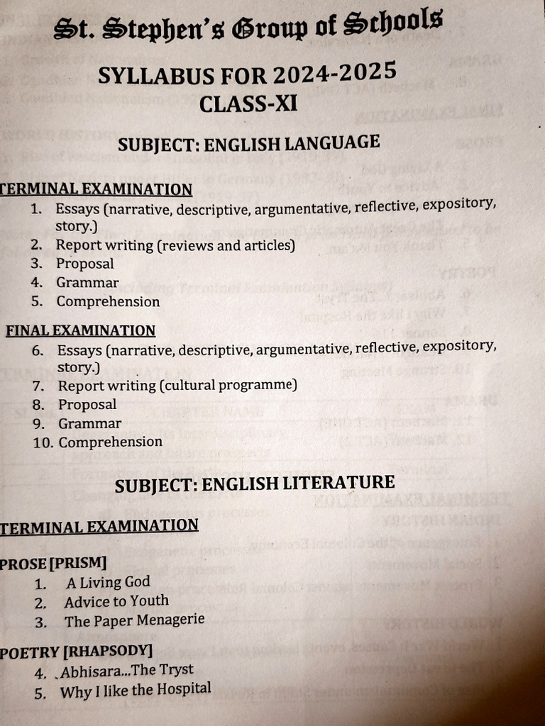 XI Science Syllabus | PDF
