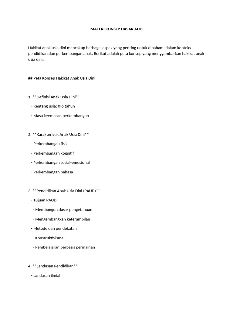 Materi Konsep Dasar Aud | PDF