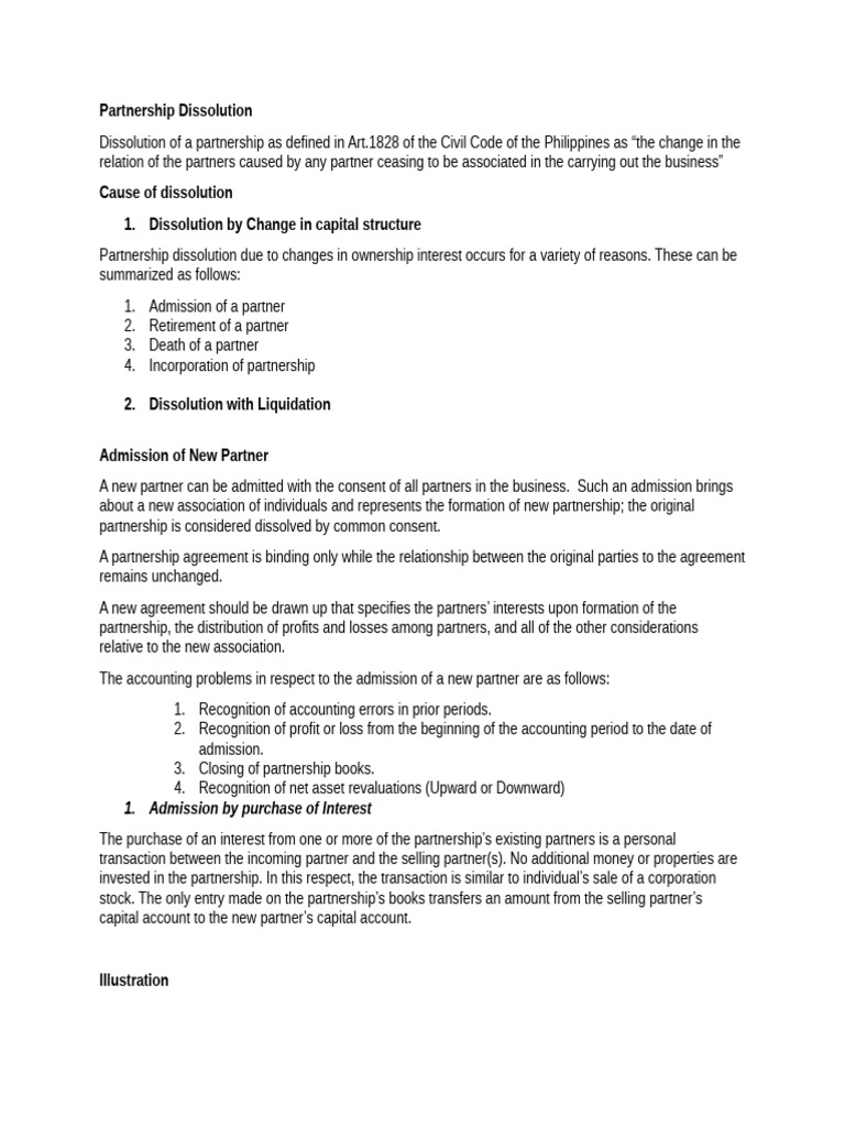 Partnership Dissolution Pdf