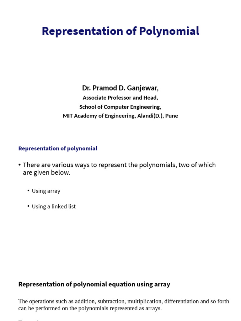 Polynomial Representation Using Arrays (1) | PDF