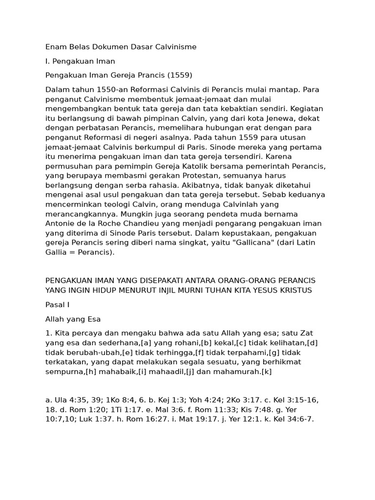 Enam Belas Dokumen Dasar Calvin | PDF