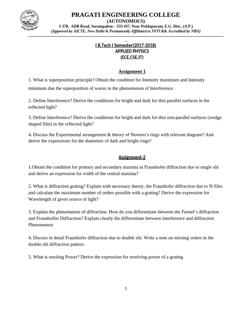 Assignments phy | PDF