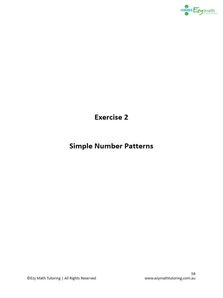 Simple Number Patterns Exercises | PDF