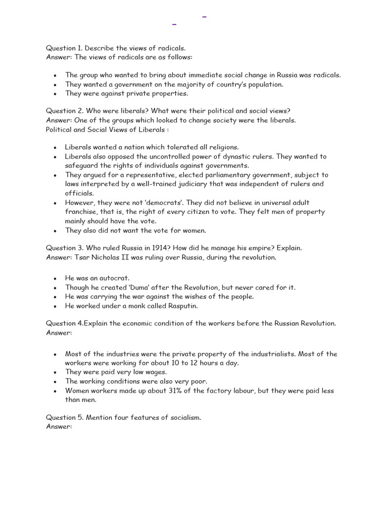 qUESTION aNSWER 1-2 | PDF | Socialism | Liberalism