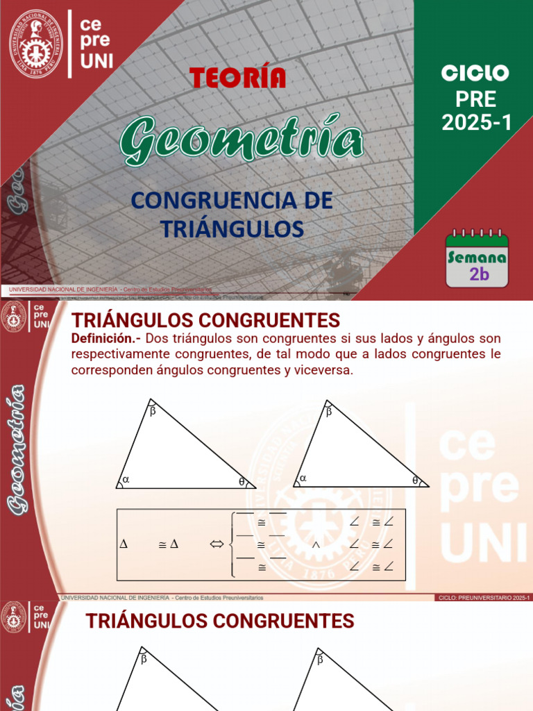 S2b Congruencia de Triángulos Teoría Pre 2025-1 | PDF
