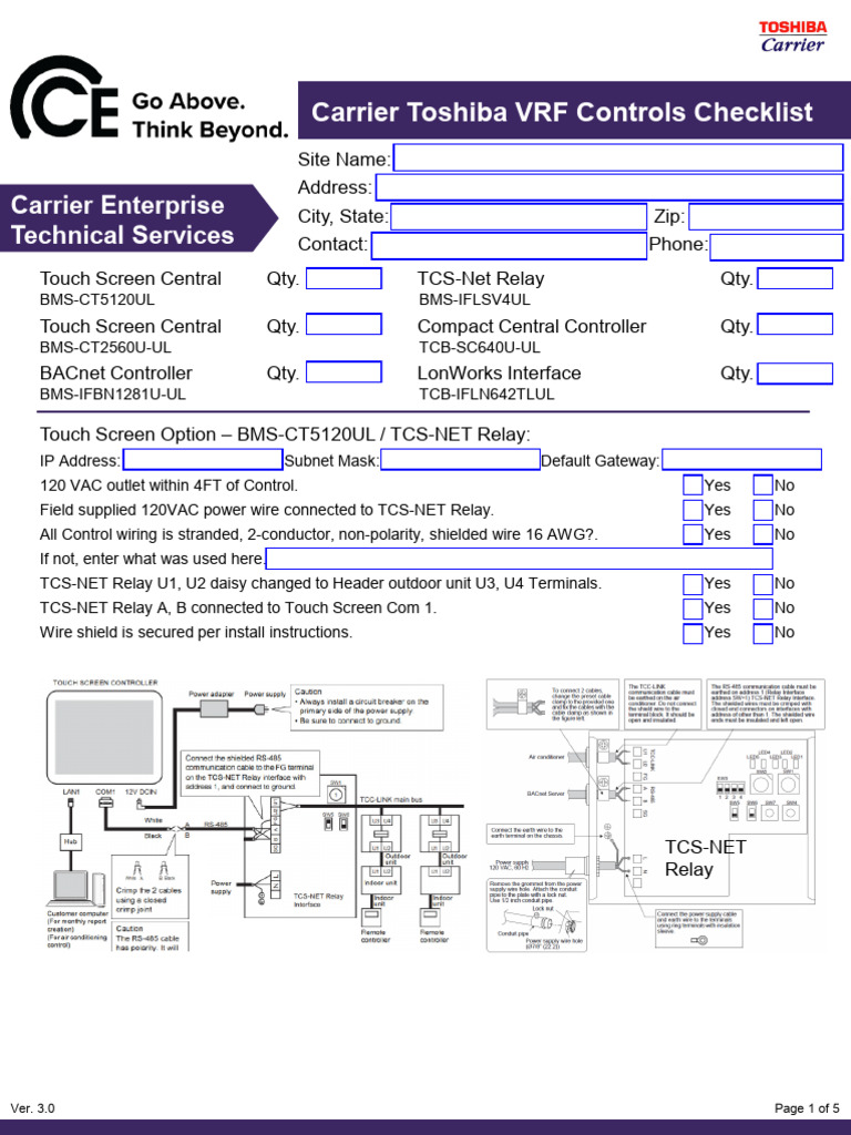 Carrier-Toshiba-Controls-Checklist-Ver.-3.0 | PDF