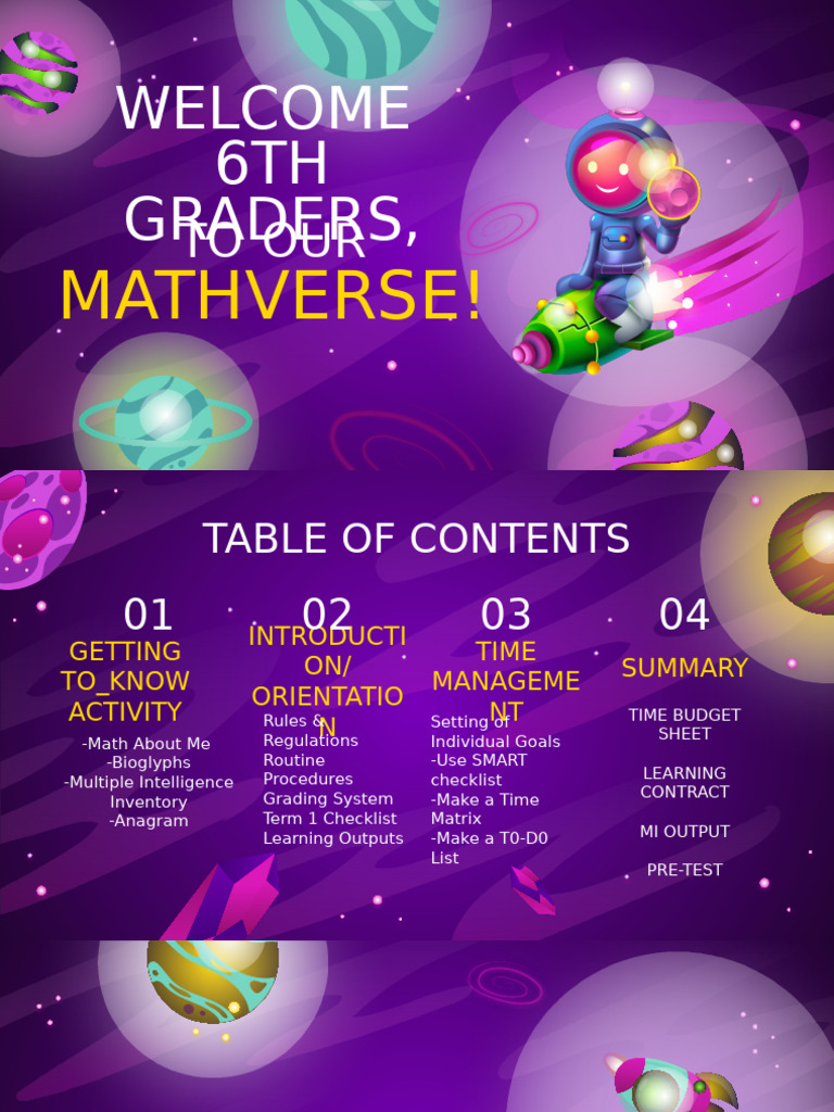 Welcome To Our MATHverse! by Slidesgo | PDF