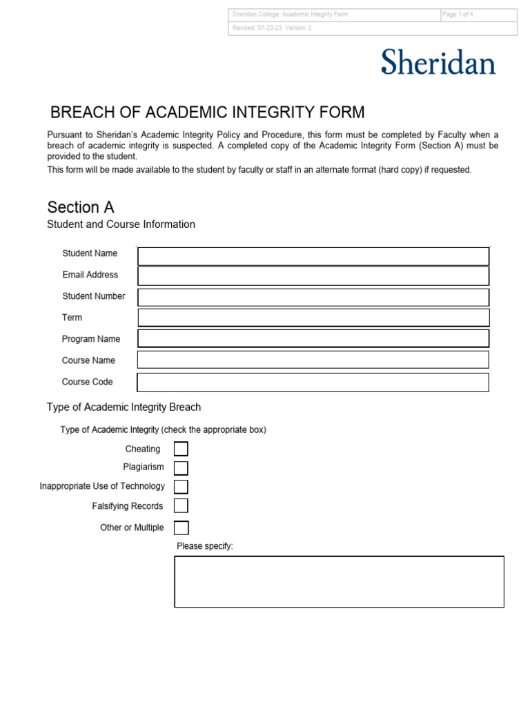 Navjot Singh - Academic Integrity Breach - Form | PDF