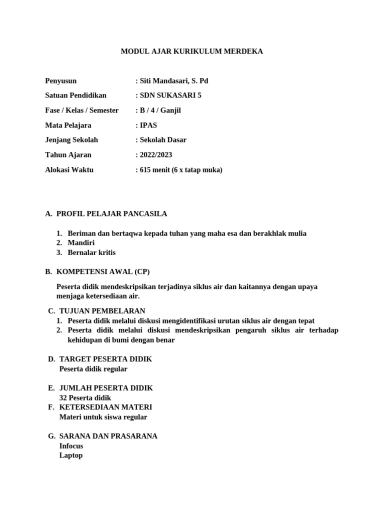 Modul Ajar Kurikulum Merdeka | PDF