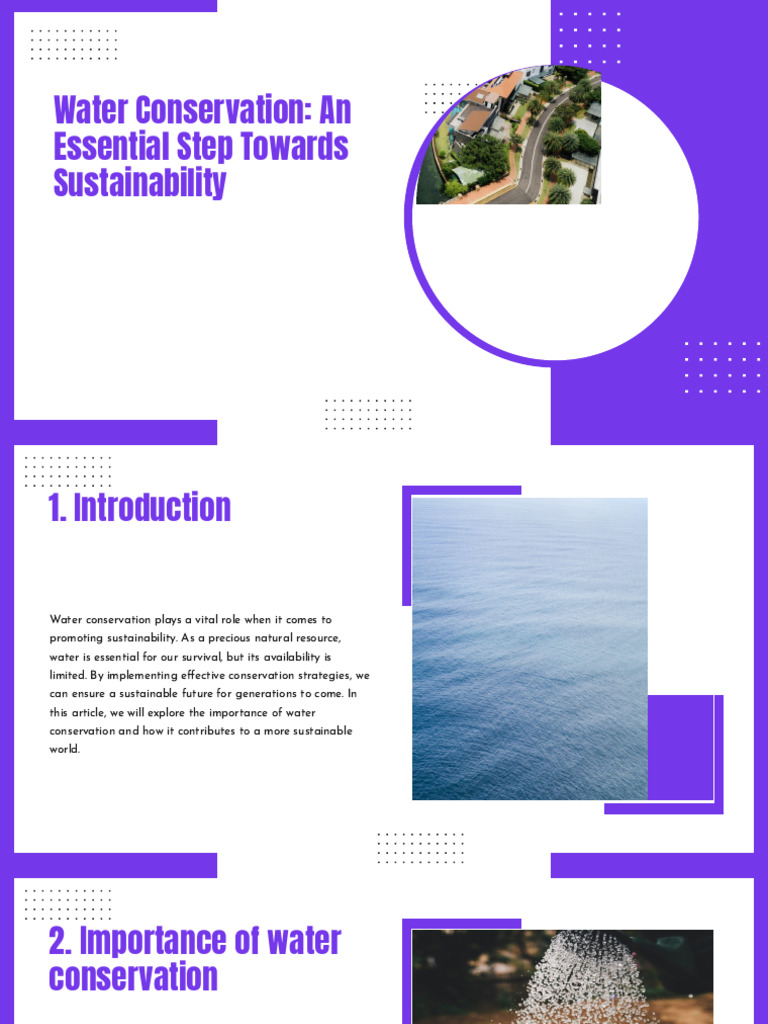 Water Conservation An Essential Step Towards Sustainability | PDF