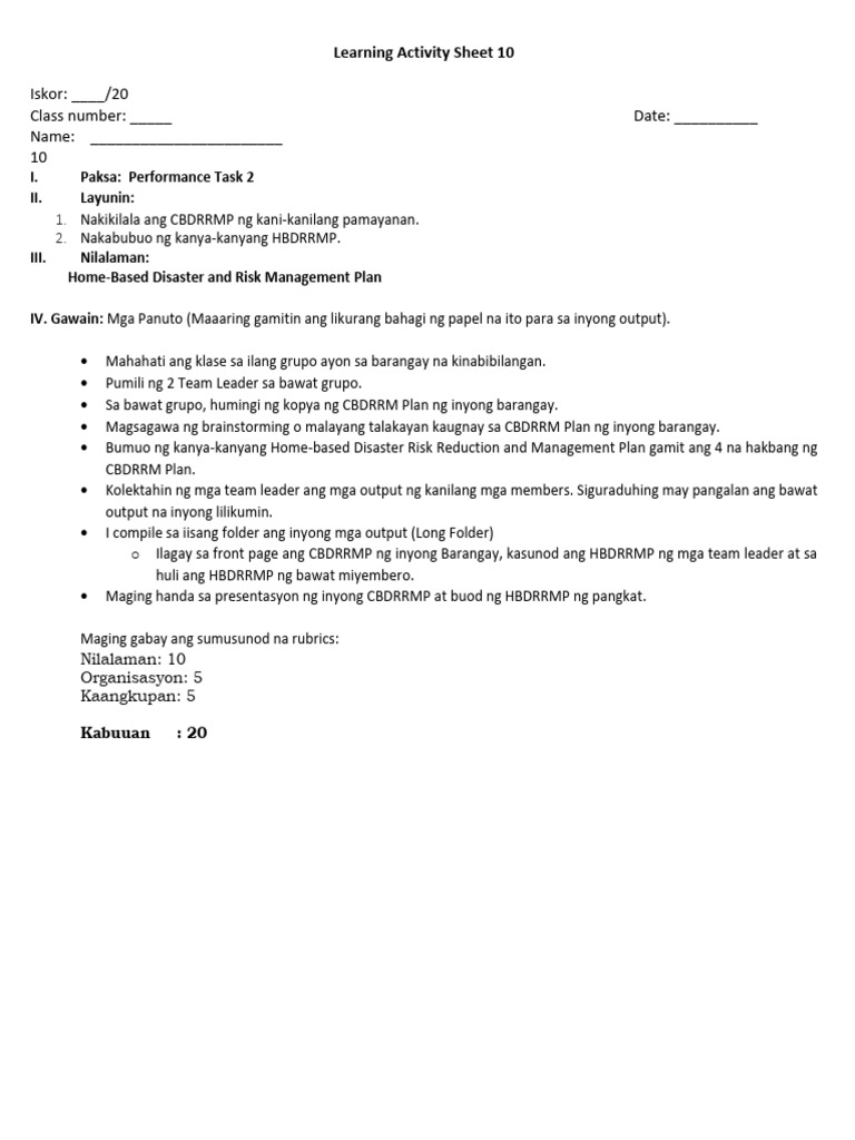 Home-Based Disaster Management Plan | PDF