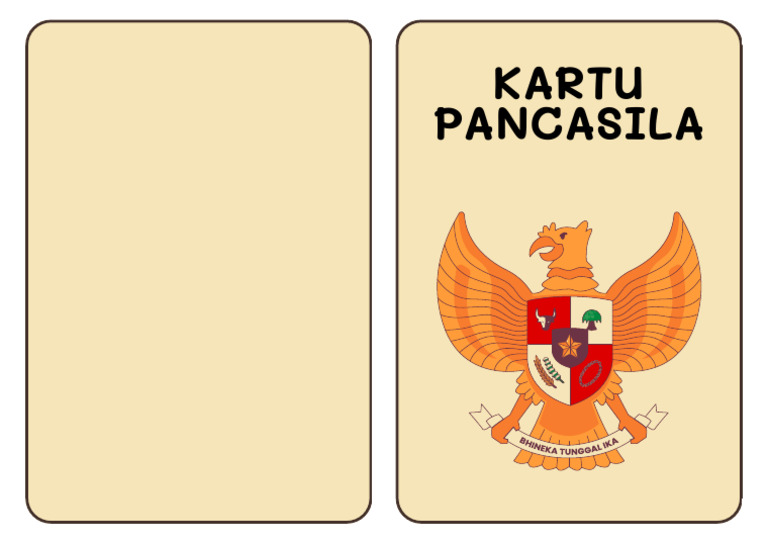 Kartu Pengingat Simbol Dan Bunyi Sila-Sila Pancasila Ilustrasi Cokelat ...