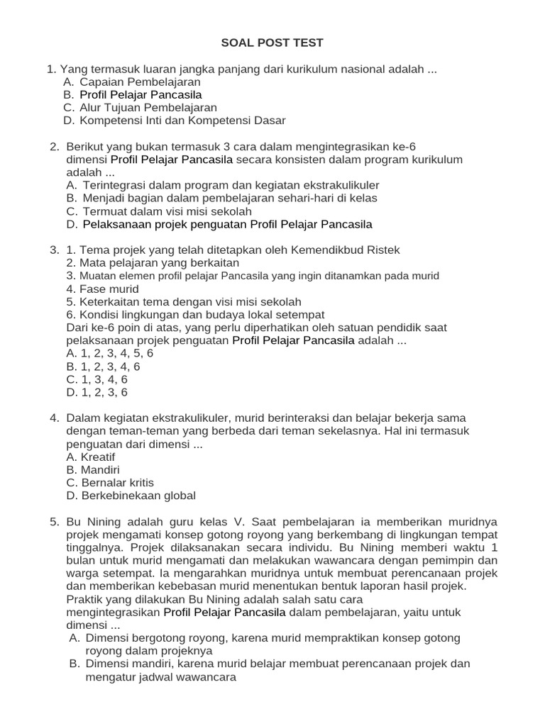 Soal Post Test | PDF