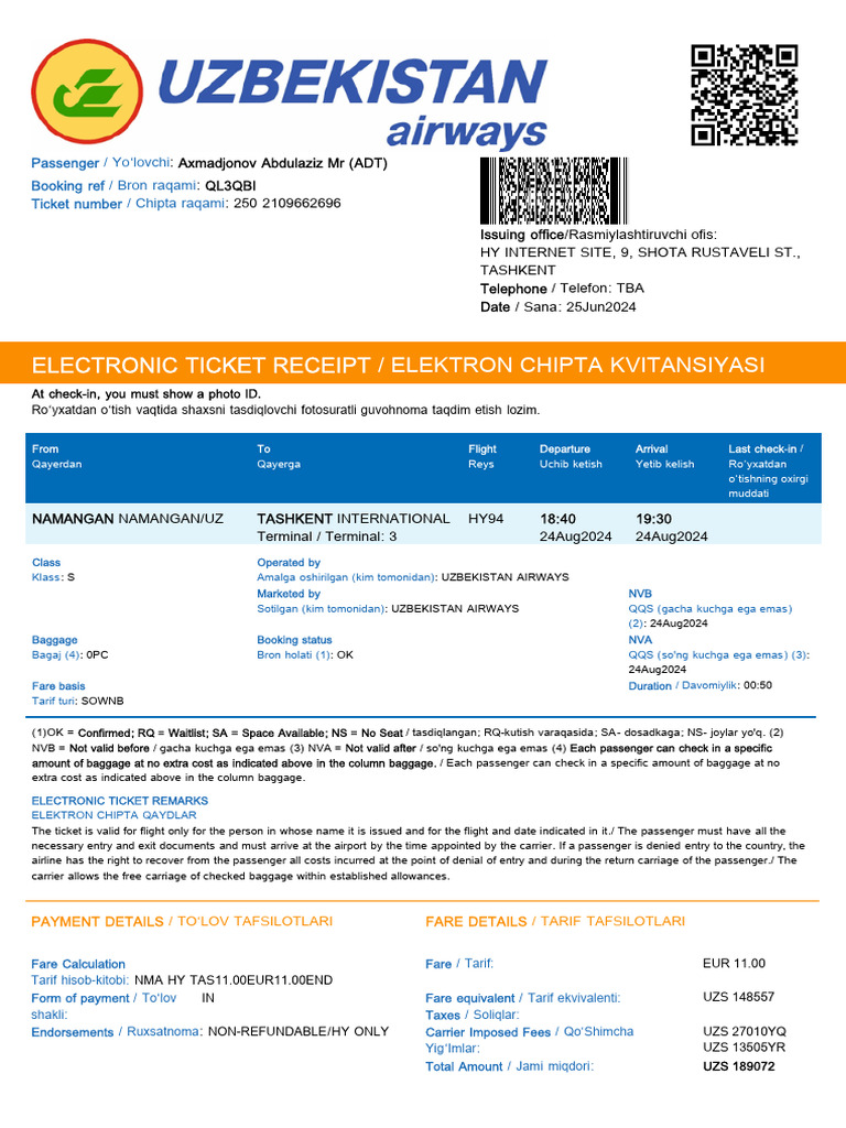 Your Electronic Ticket-EMD Receipt 2 | PDF | Transport