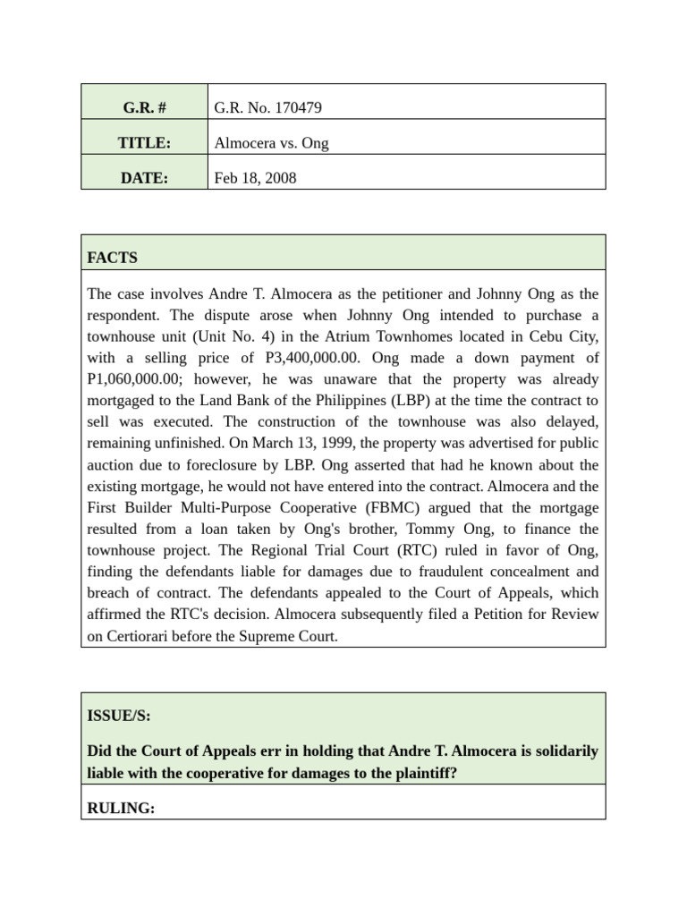 Almocera Vs Ong | PDF