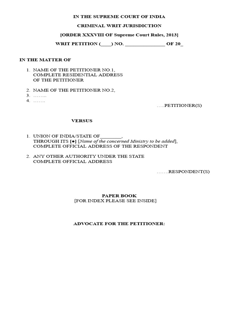 Writ Petition Criminal 1703245872 | PDF | Arrest | Writ