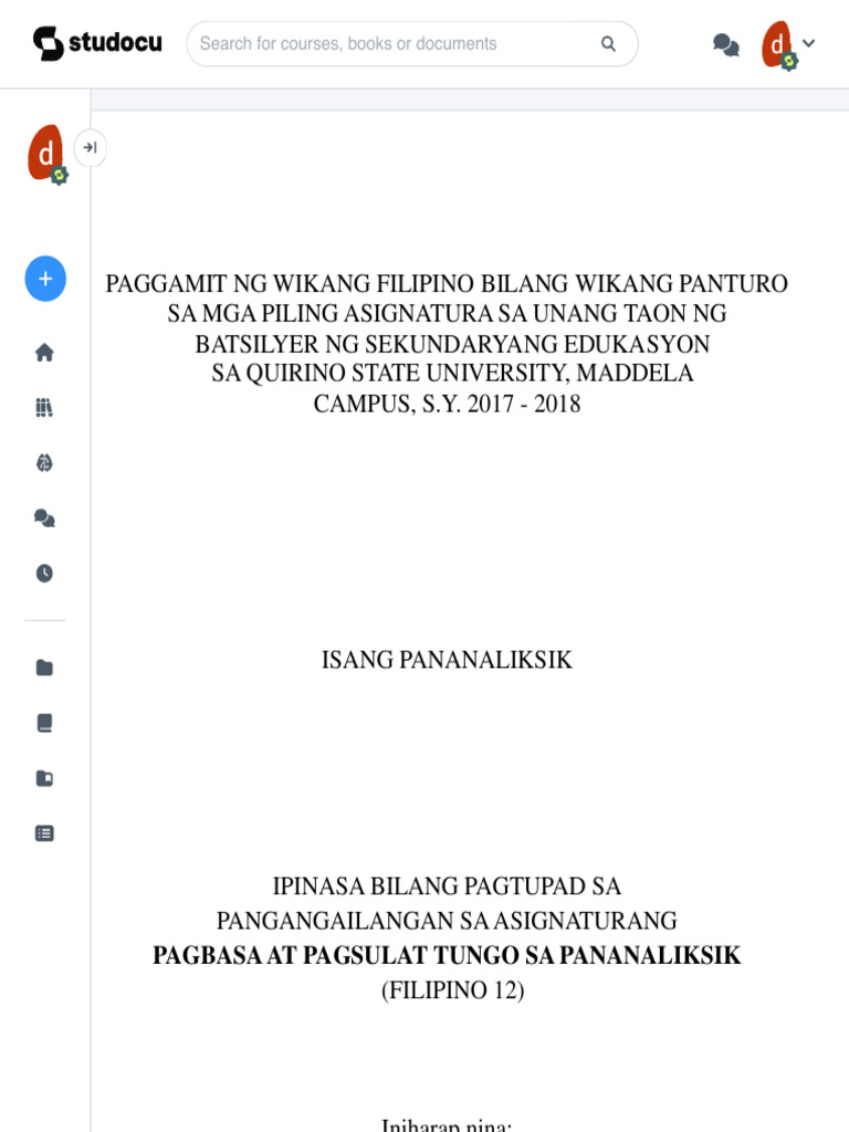 Paggamit ng Wikang Filipino sa Edukasyon | PDF