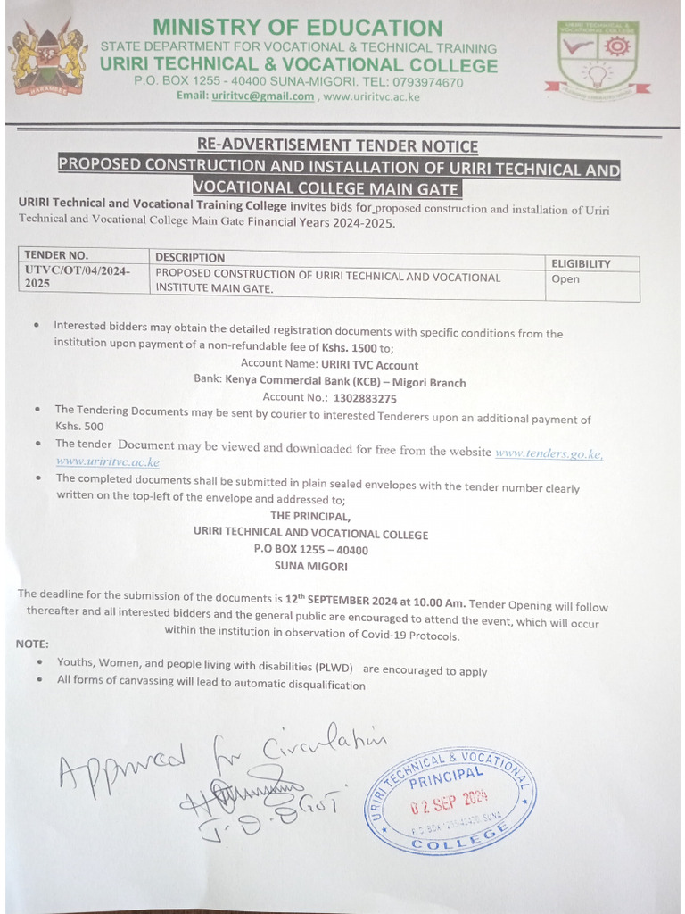 Proposed Construction of Uriri Technical and Vocational Institute Main ...