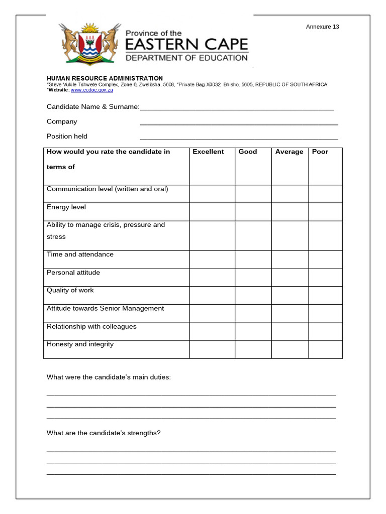 Annexure 13 - Reference Check | PDF