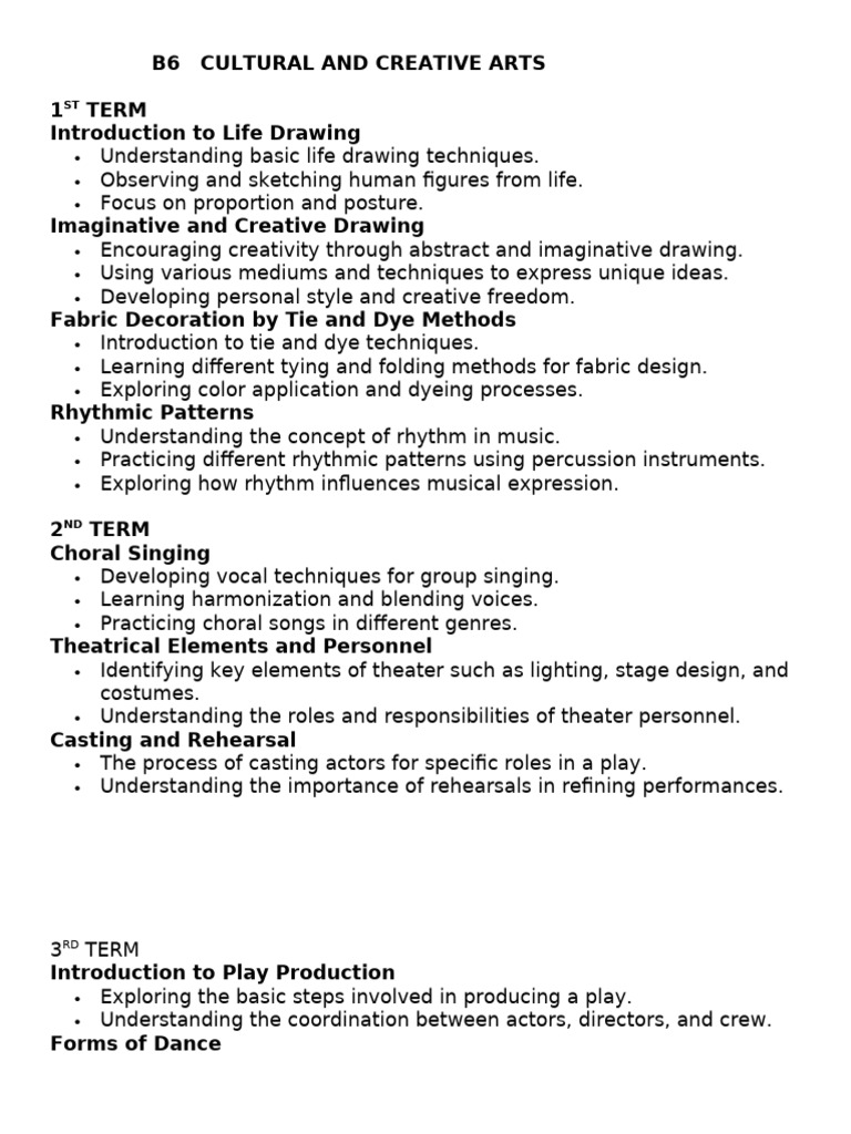 Creative Arts Curriculum Overview | PDF