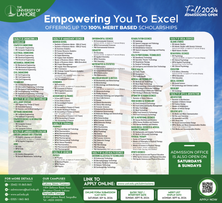 Admission Fall 2024 | PDF