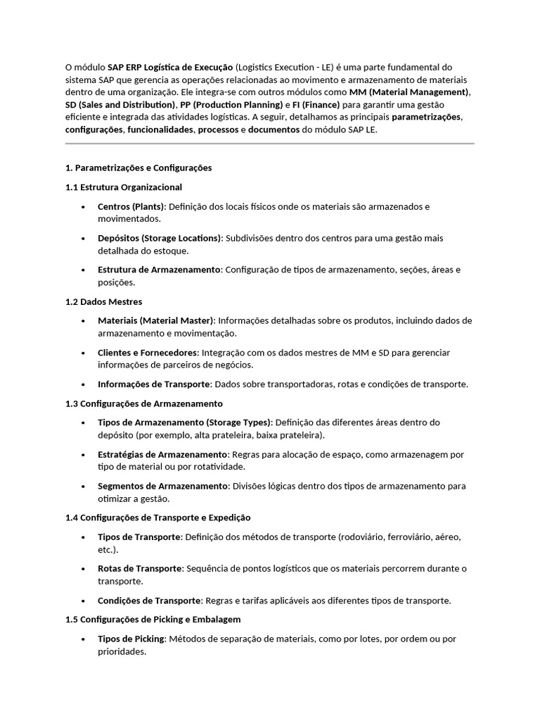 O Módulo SAP Execução Logística - WMS - by Mukonda | PDF