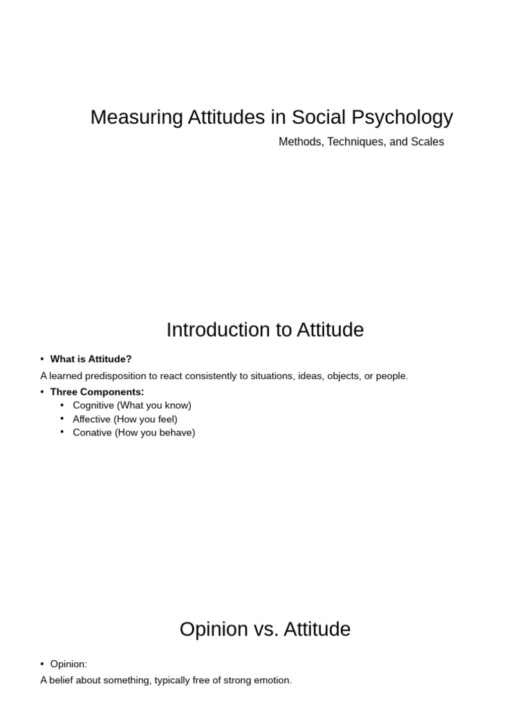 Attitudes in Social Psychology | PDF