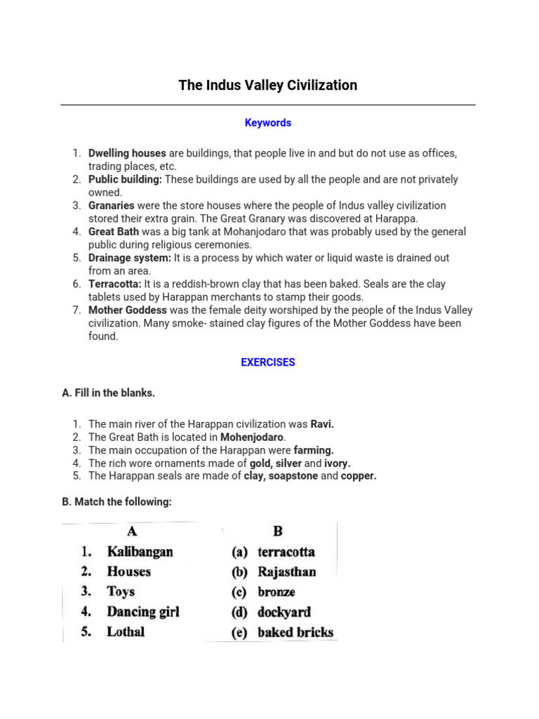 Class 6 Chapter 3 The Indus Valley Civilization | PDF