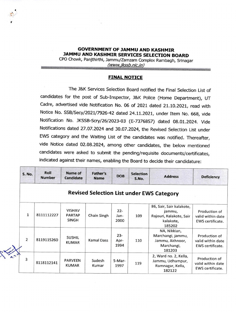 Final Notice For JKPSI 09092024 | PDF