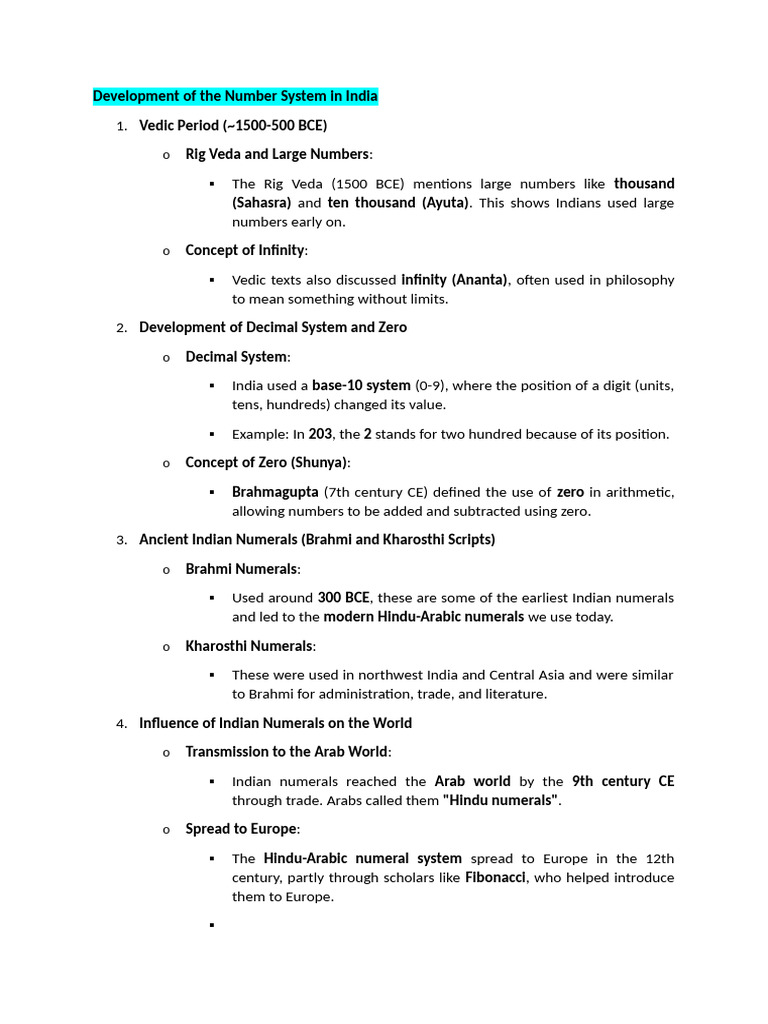 Development of The Number System in India | PDF