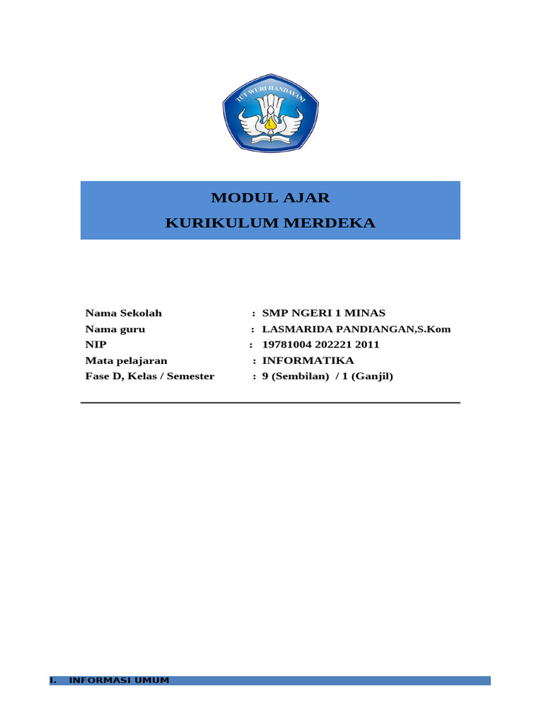 Informatika 9 Bab 1 Pertemuan 1 | PDF