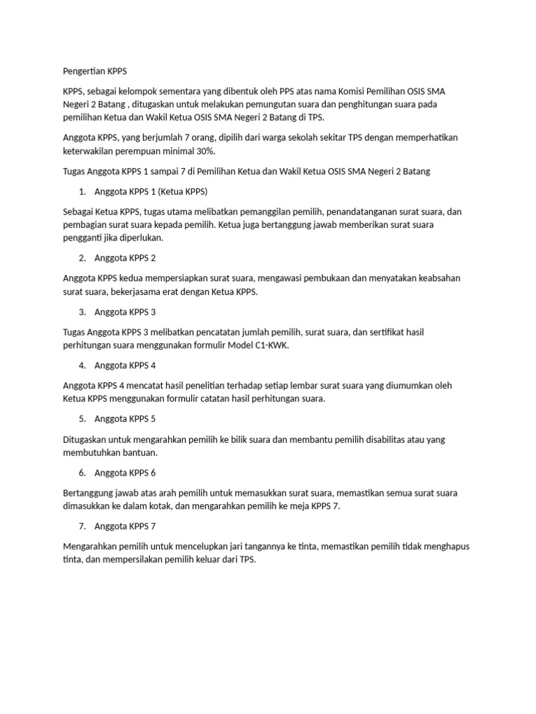 Pengertian KPPS | PDF