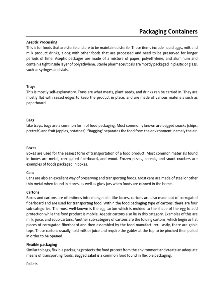 Packaging Containers | PDF