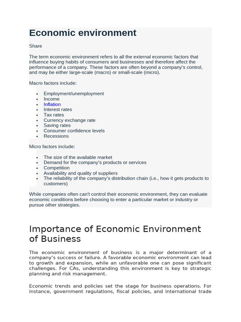 Unit 3 Economic Environment | PDF