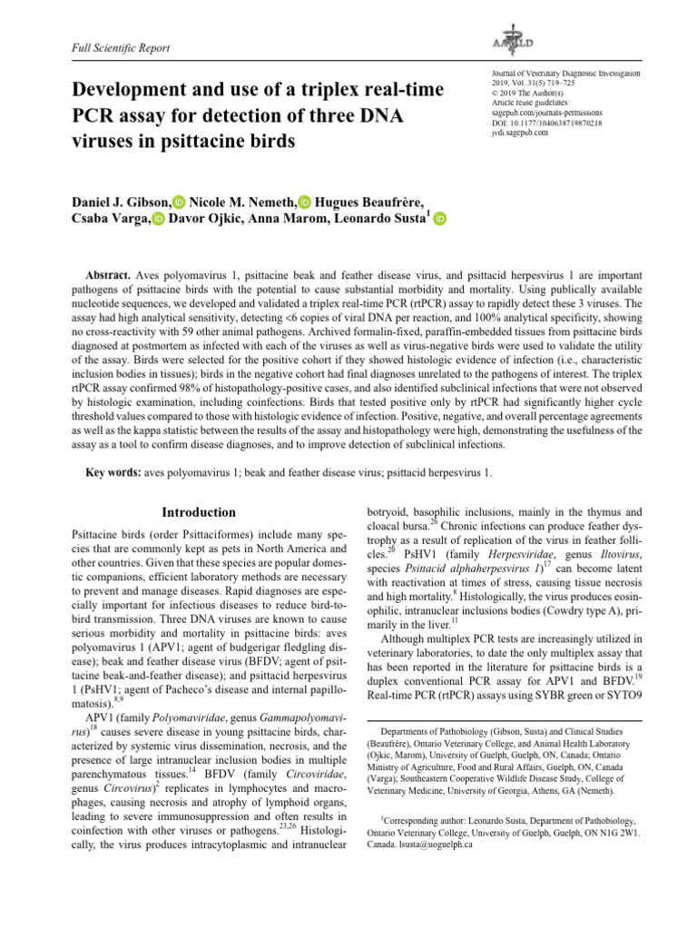 Development and Use of A Triplex Real-Time PCR Assay For Detection of ...