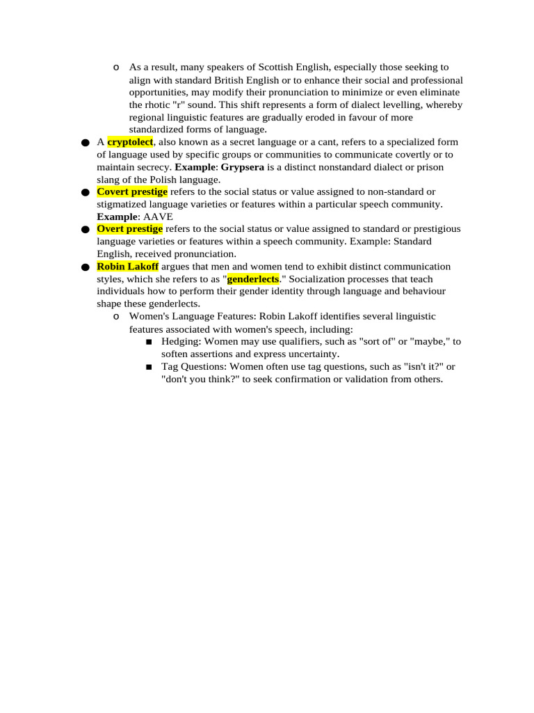 Cryptolect Example Grypsera Covert Prestige Example Overt Prestige | PDF