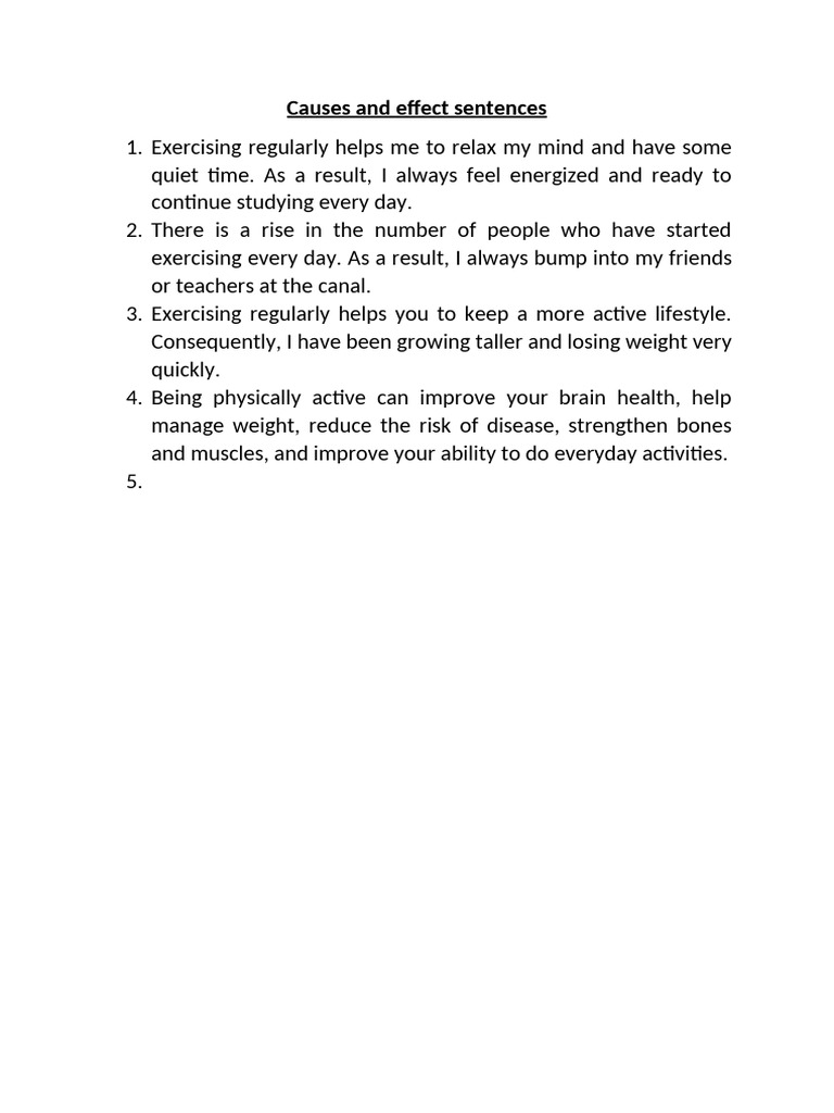Causes and Effect Sentences | PDF