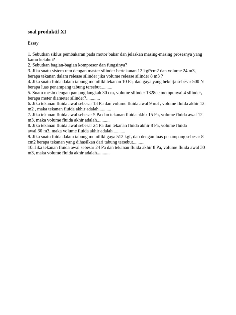 soal produktif XI | PDF