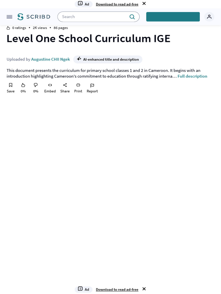 Level One School Curriculum IGE: Augustine CHII Ngek | PDF | Scribd ...