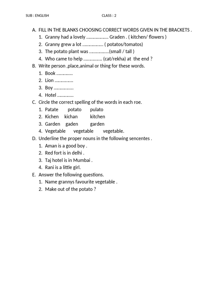 class 2 english new | PDF