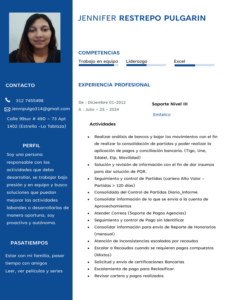 Hoja de Vida - Jennifer Restrepo 3 | PDF