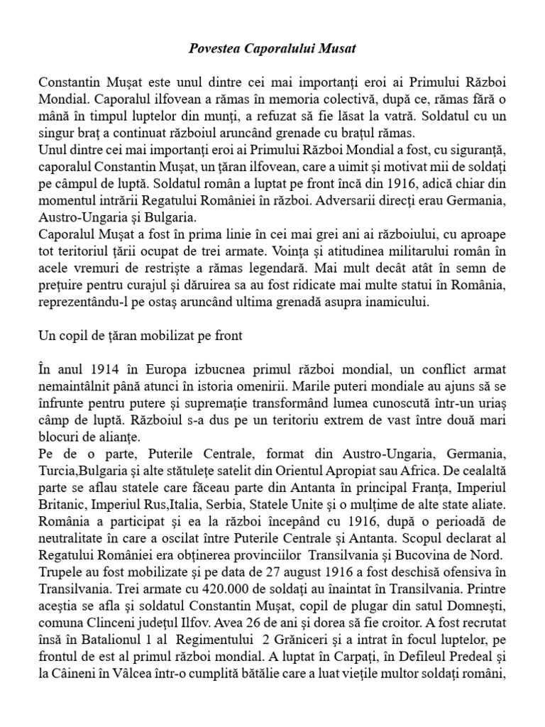 Povestea Caporalului Musat | PDF