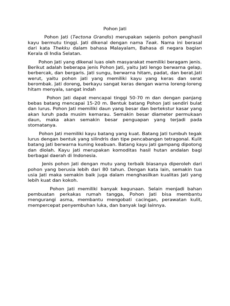 Laporan Hasil Observasi LHO Pohon Jati. | PDF