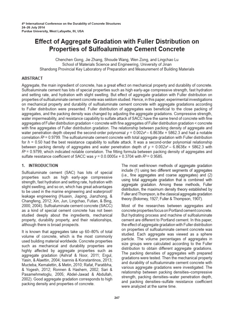 Effect of Aggregate Gradation With Fuller Distribution On Propert | PDF