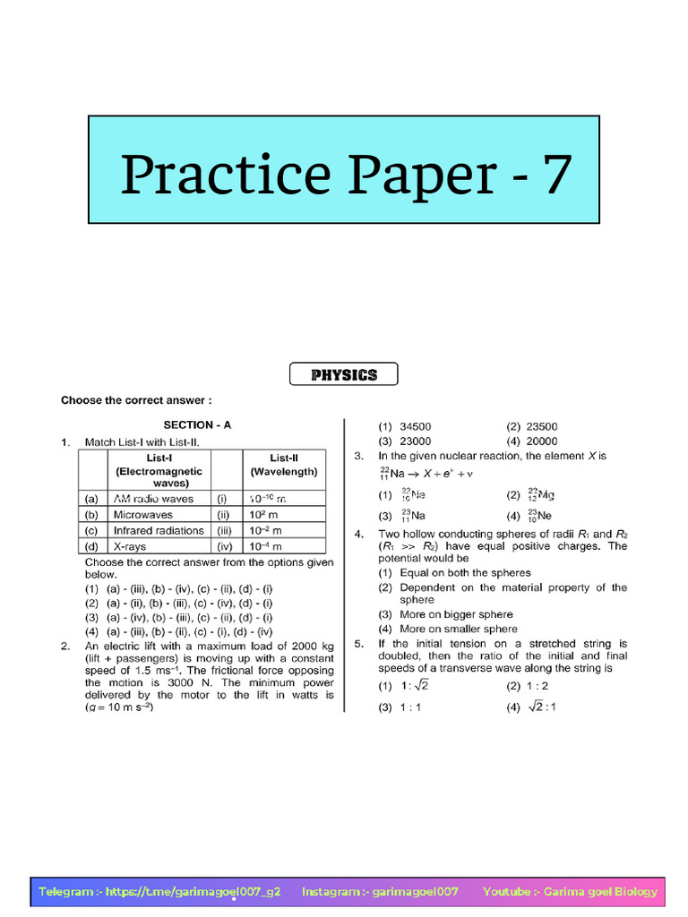 Practice Paper 7 | PDF