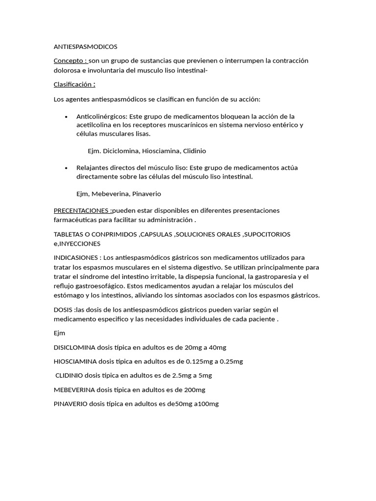 ANTIESPASMODICOS | PDF
